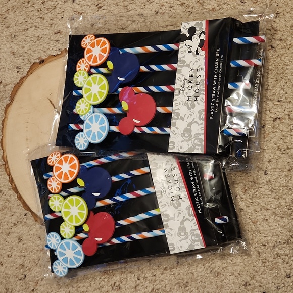Disney | Dining | Disney Mickey Mouse Plastic Straws With Charm 2 Packs ...
